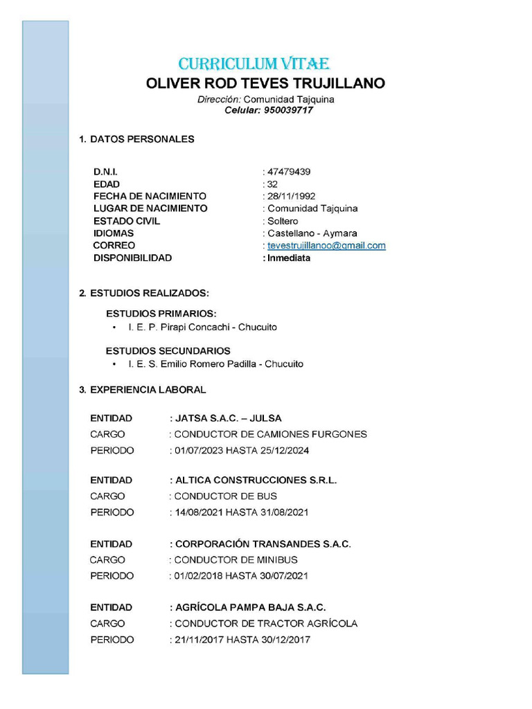 CV Oliver Rod Teves | PDF