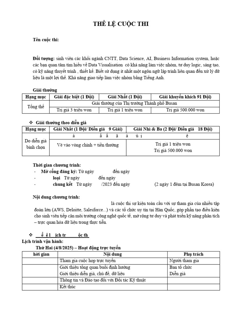 Thể Lệ Cuộcthi Dive 2025-Global Data Hackathon | PDF