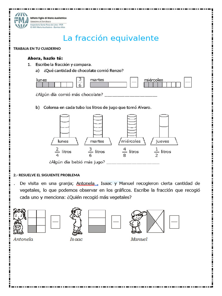 Ficha Matematica - Fracción Equivalente | PDF