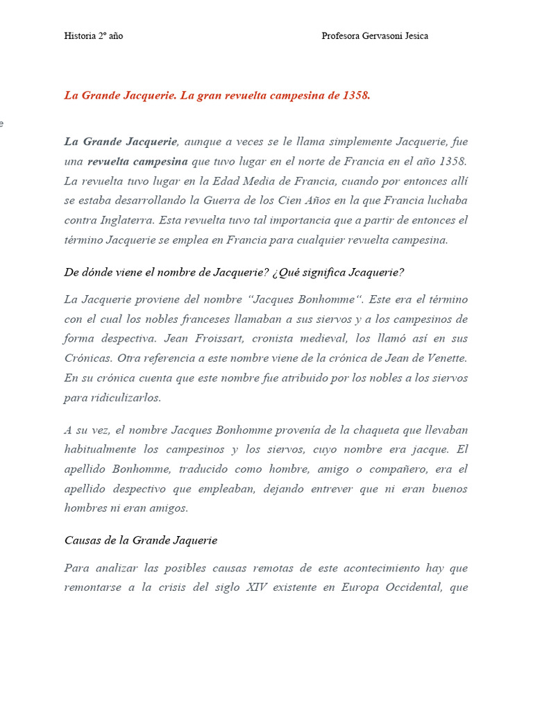 La Grande Jacquerie: Revuelta Campesina 1358 | PDF