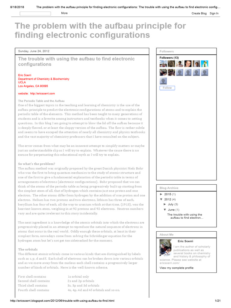 The Problem With The Aufbau Principle For Finding Electronic Configurations - The Trouble With ...