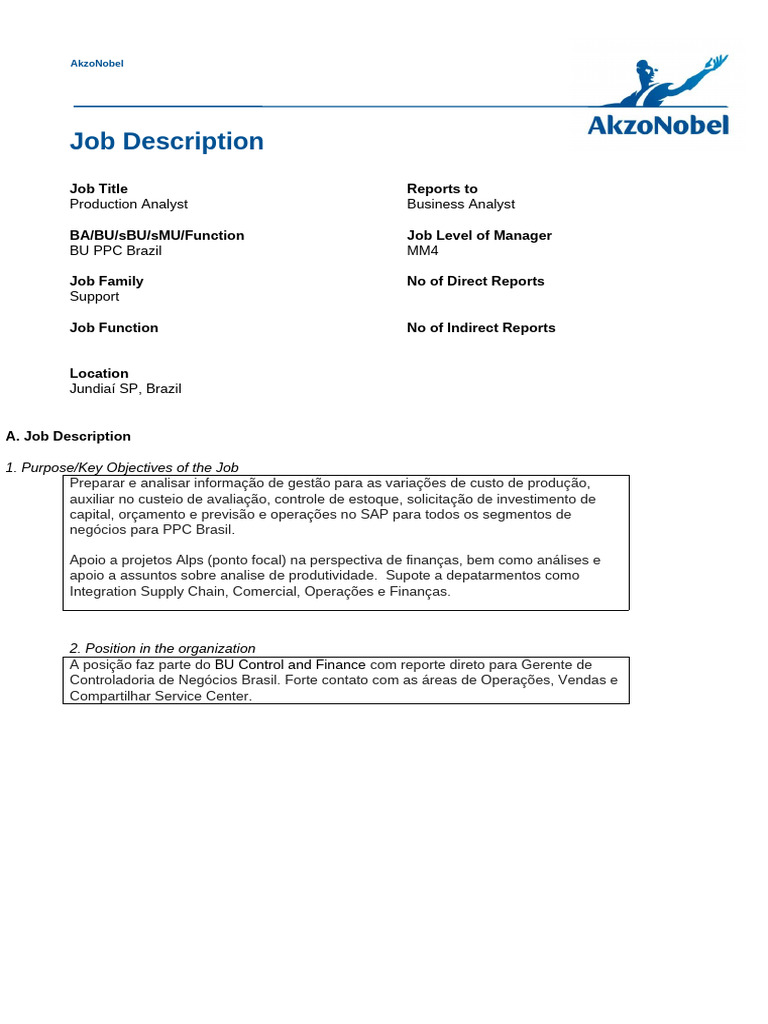 Job Description JR Analyst Controller ISC - Portugues | PDF | Despesa ...