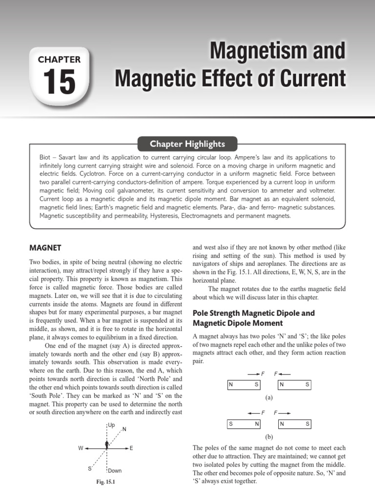 Magnetism & Magnetic Effect of Current | PDF | Magnetic Field | Magnet
