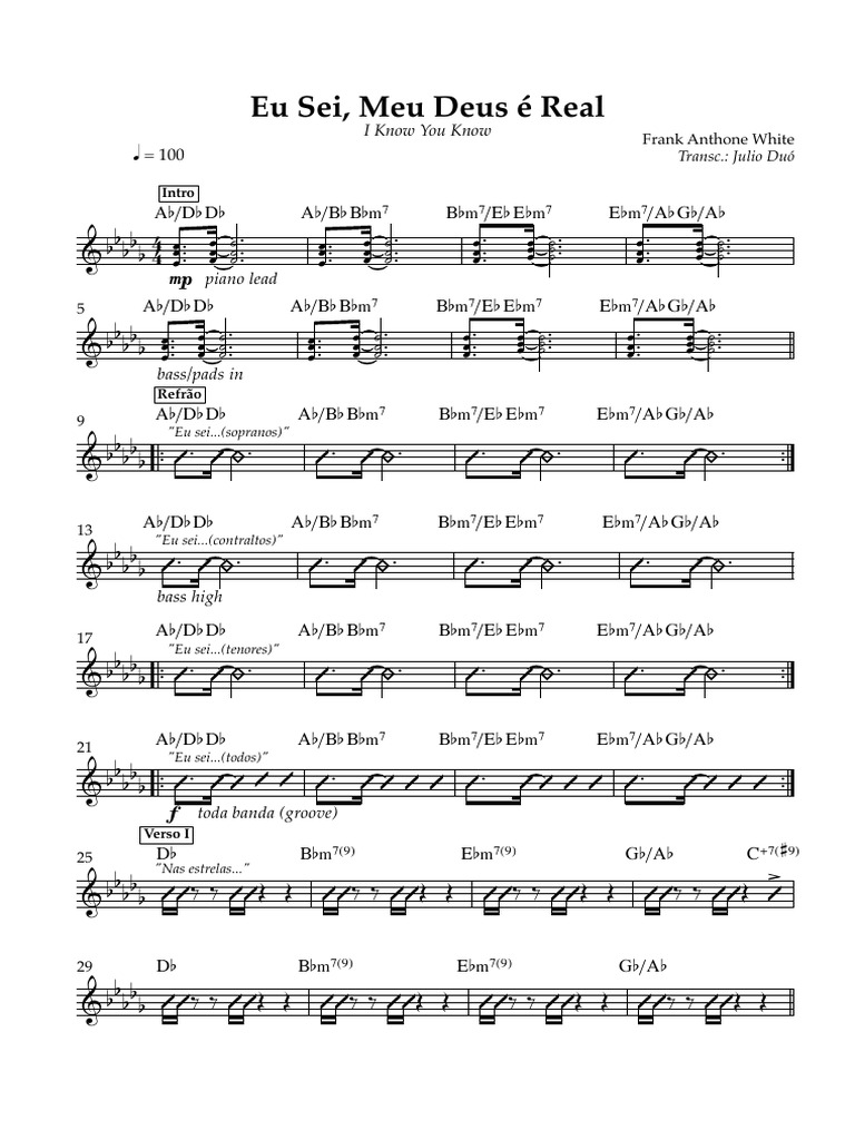 Eu Sei, Meu Deus É Real - Rhythm | PDF