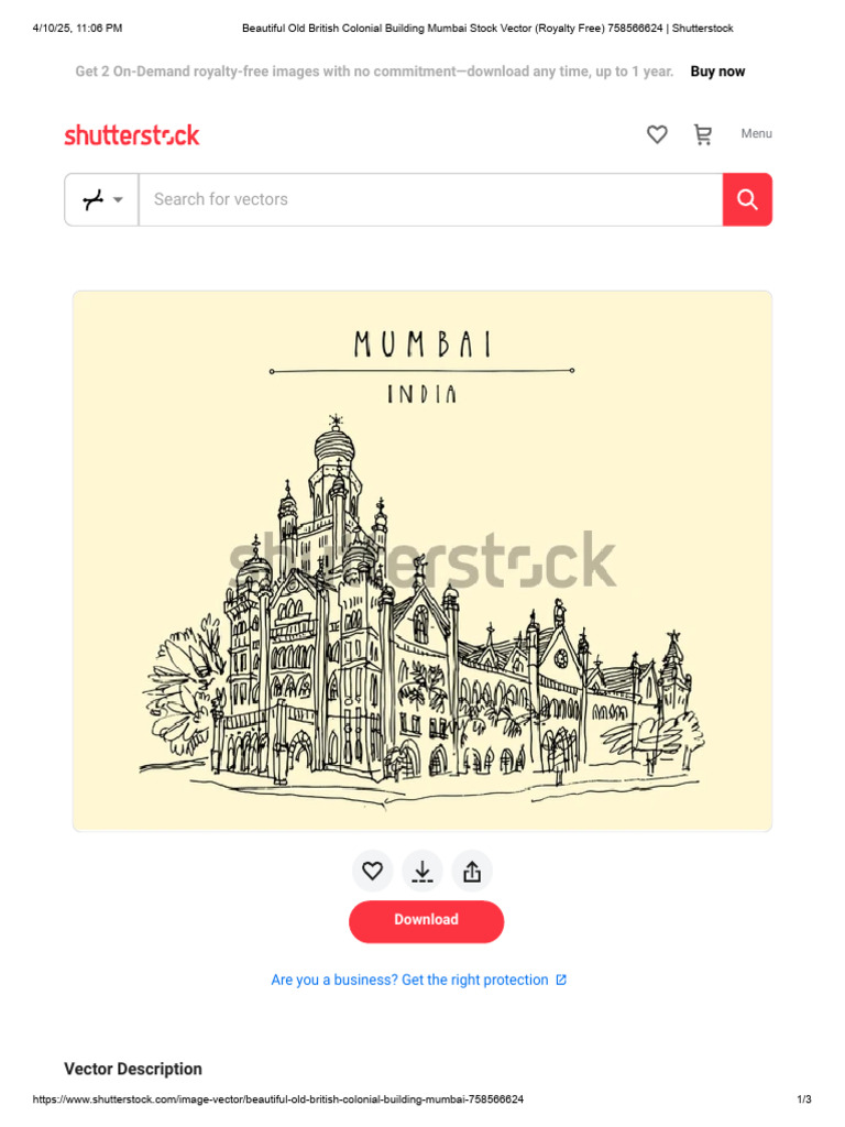 Beautiful Old British Colonial Building Mumbai Stock Vector (Royalty ...
