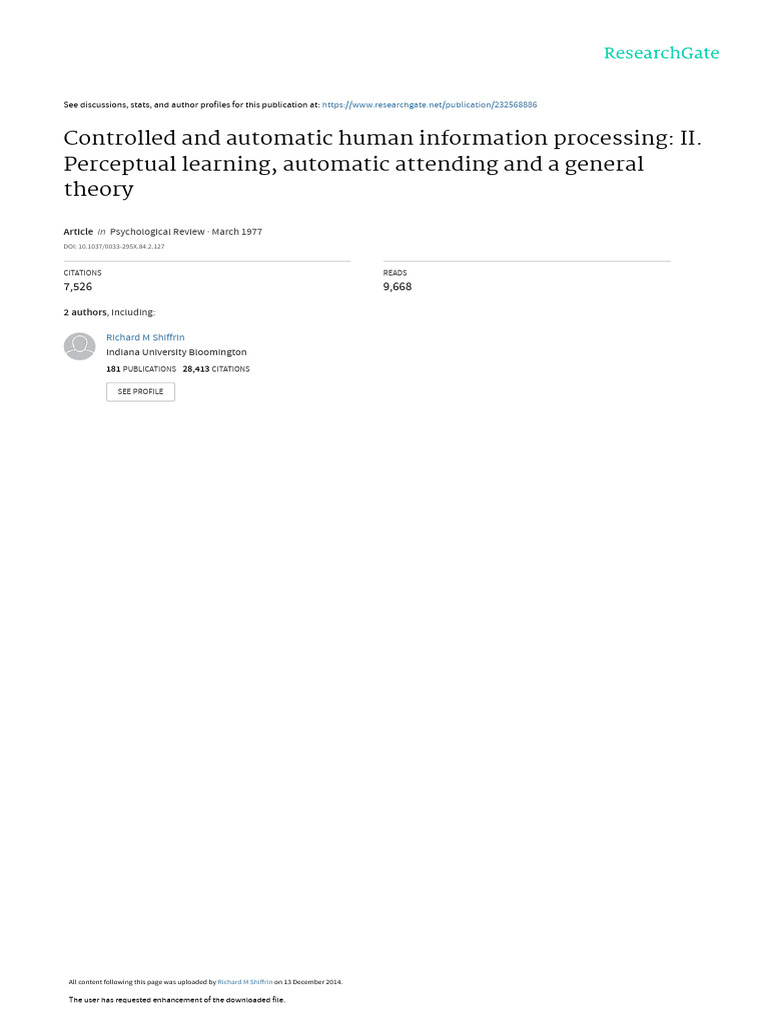 Controlled and Automatic Human Information Process | PDF | Experiment ...