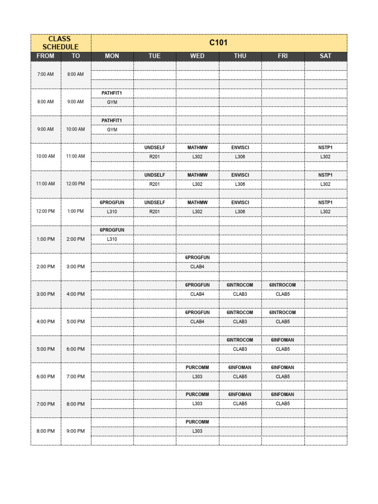 BSCS CLASS SCHEDULE - STUDENT COPY - UPDATED REAL-TIME | PDF