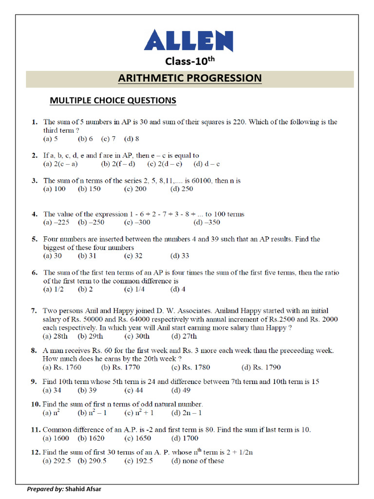 5.arithmetic Progression | PDF
