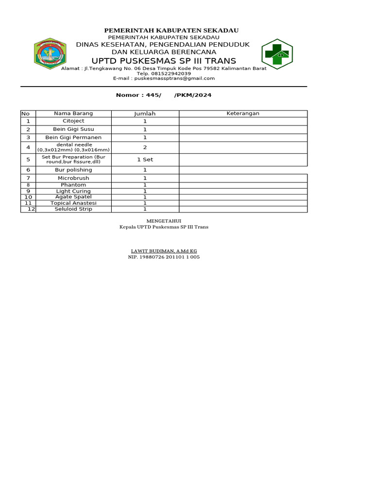 Format Permintaan barangJKN | PDF