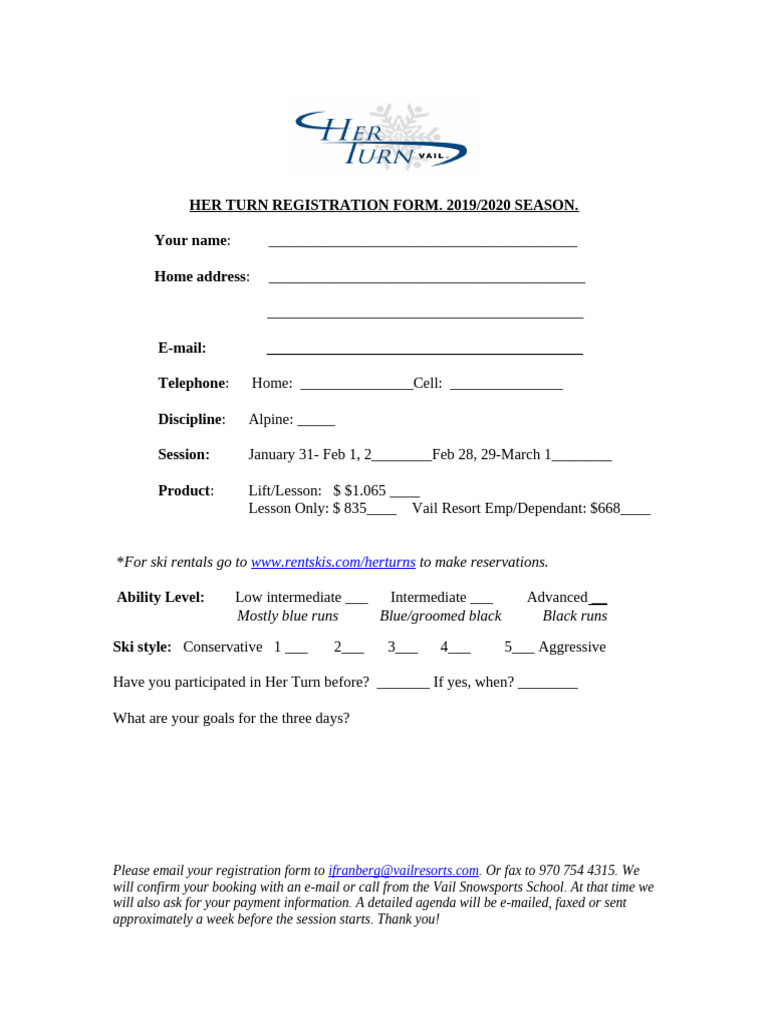 Her Turn Registration Form 2019/2020 | PDF