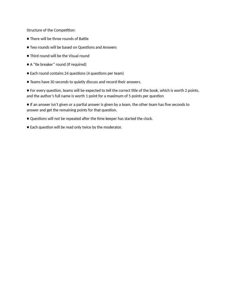 BoB Rules | PDF