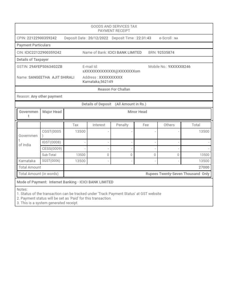 GST-Challan Receipt | PDF