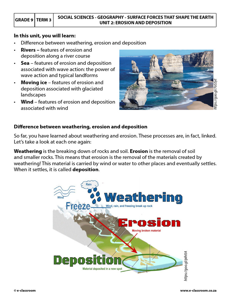 Erosion and Deposition Processes | PDF | Erosion | Glacier