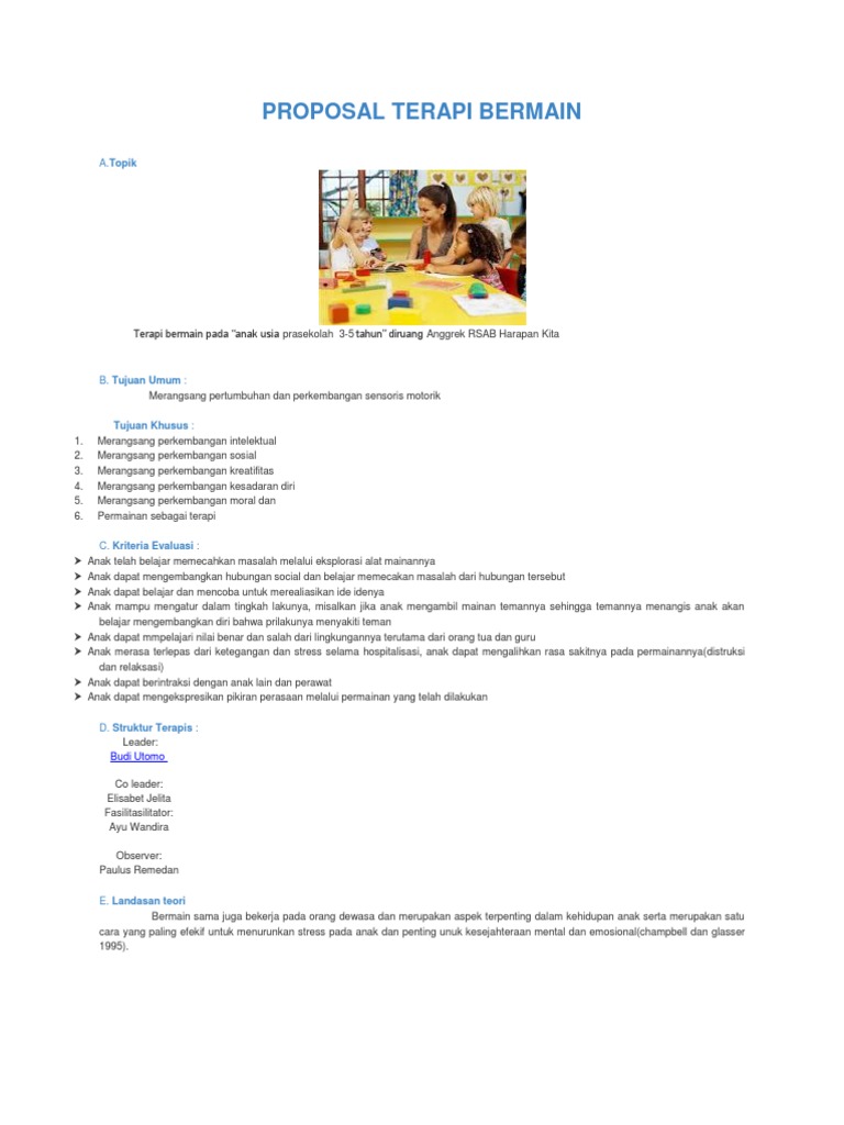 Proposal Terapi Bermain | PDF