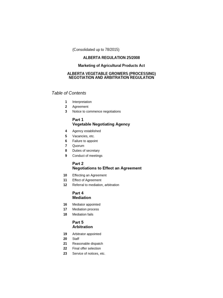 Alberta Regulation 25/2008 Marketing of Agricultural Products Act ...