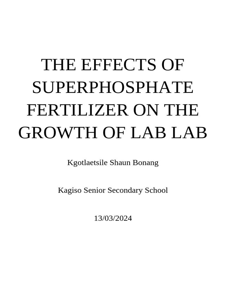Superphosphate's Impact on Lablab Growth | PDF | Fertilizer | Soil