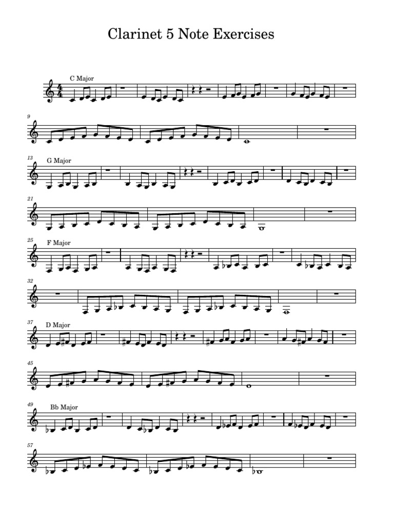Clarinet 5 Note Exercise Guide | PDF