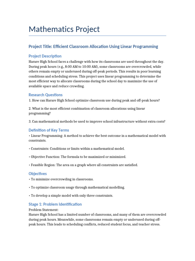 Classroom Allocation Optimization Project | PDF