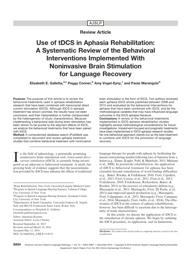 tDCS in Aphasia Rehabilitation Review | PDF | Aphasia | Neuroscience