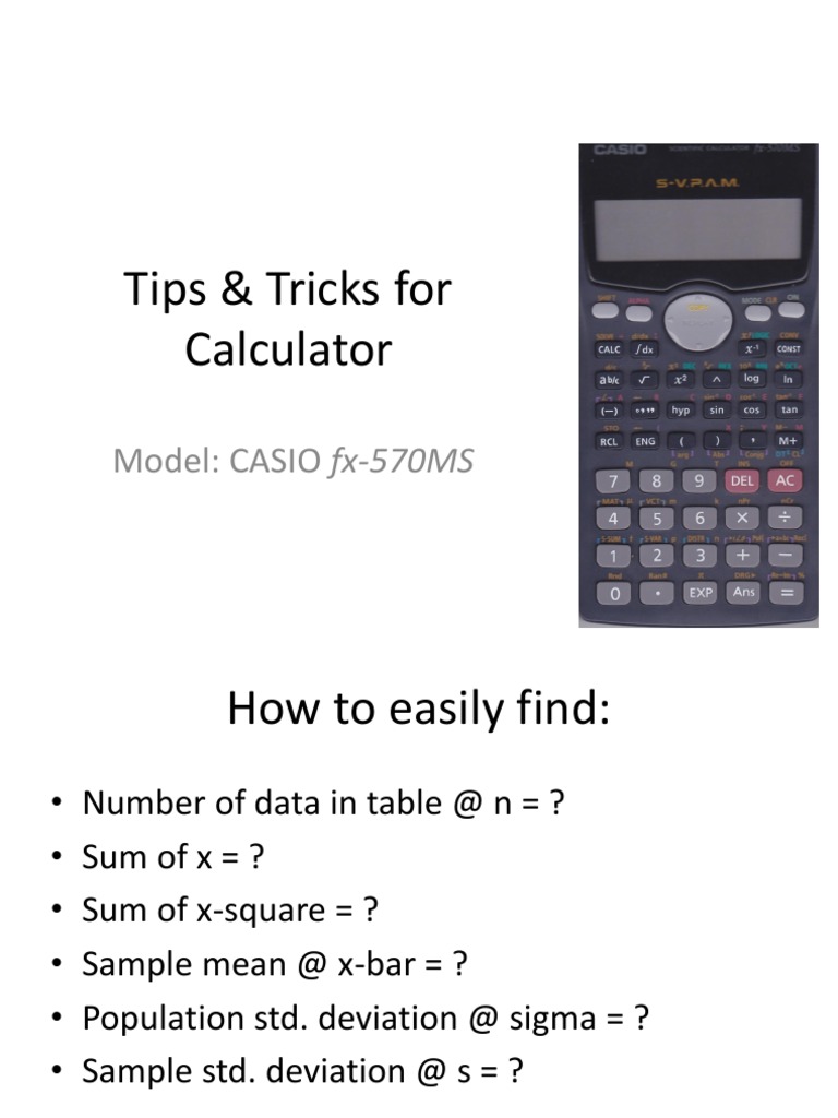 Tips and Tricks For Calculator Casio Fx-570MS | PDF | Standard ...