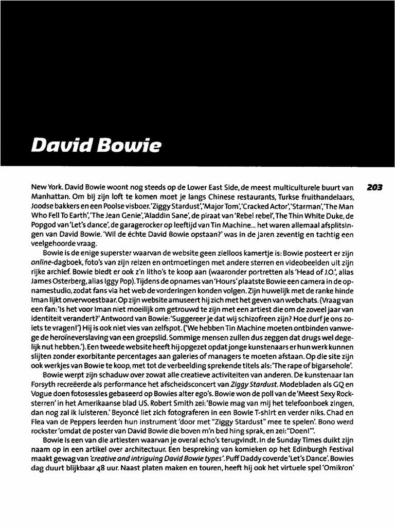 David Bowie - Interview (Humo, Serge Simonart) | PDF