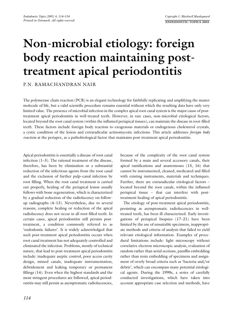 Non Microbial Etiology Foreign Body Reaction Maintaining Post Treatment ...