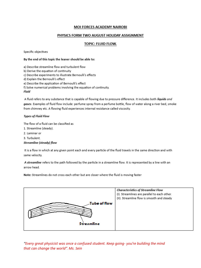 Physics Form 2 August Holiday Assignment | PDF | Fluid Dynamics | Lift ...