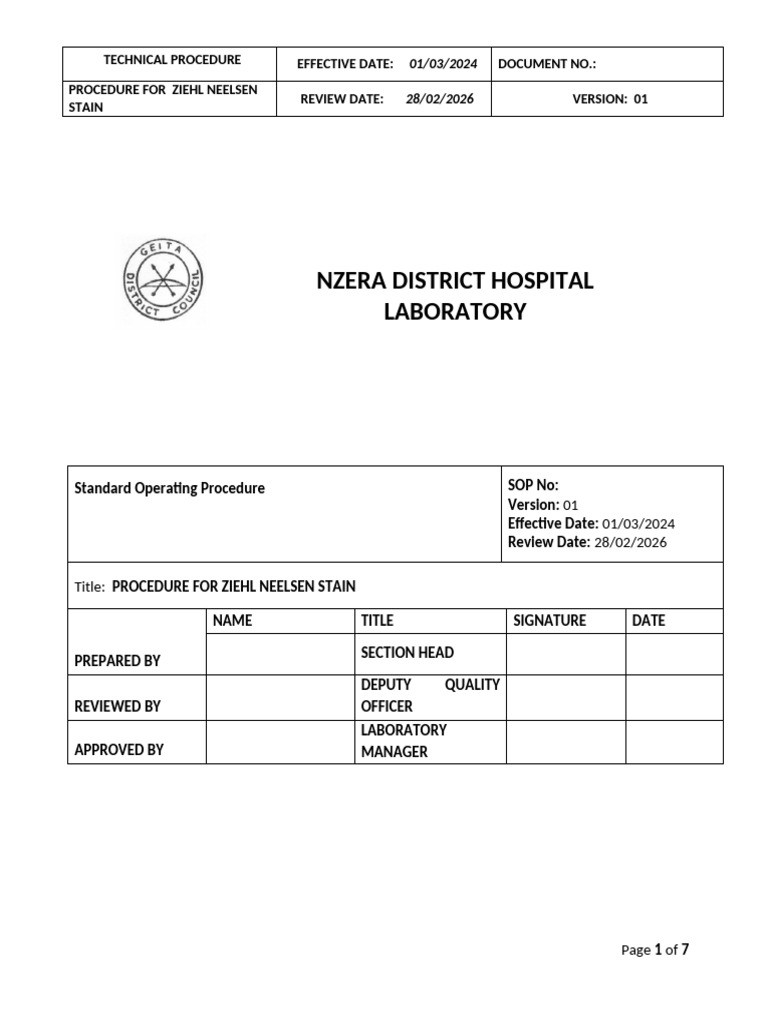 TP-MB 001 Procedure For ZN Stain | PDF | Microscopy | Microbiology