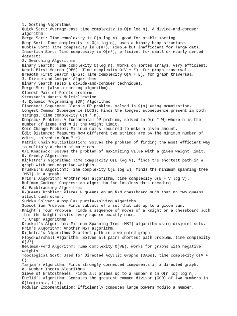 Important Algos | PDF | Time Complexity | Dynamic Programming