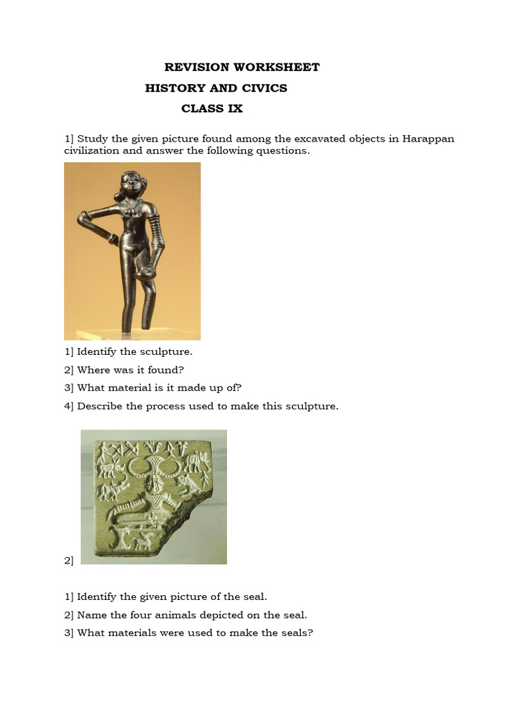 Harappan Civilization and Vedic History Worksheet | PDF | Vedas
