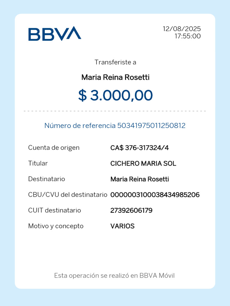 Transferencia de $3,000 a Maria Rosetti | PDF