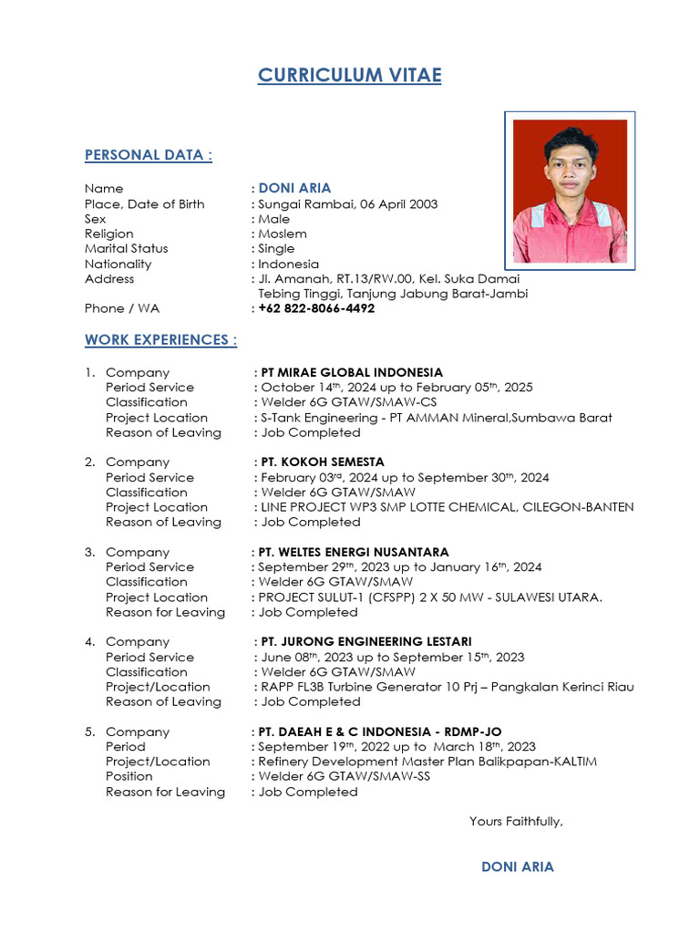 Curriculum Vitae - Doni Aria | PDF