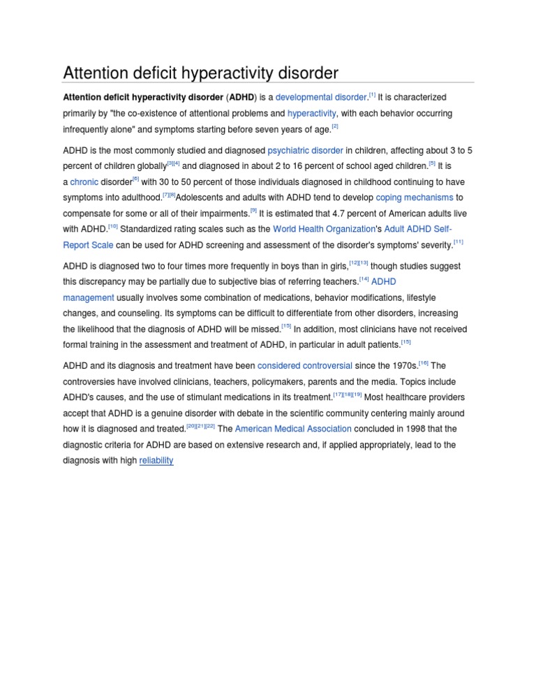 Understanding Attention Deficit Hyperactivity Disorder | PDF | Wellness