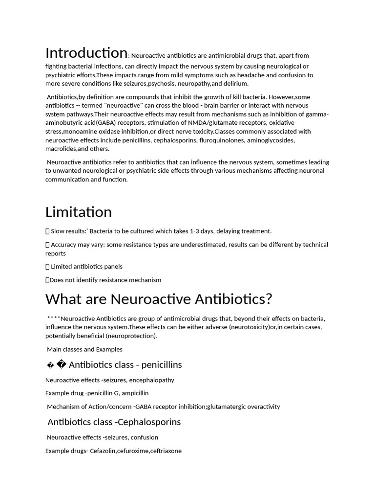 Neuroactive Antibiotics: Effects & Mechanisms | PDF | Neuroprotection ...