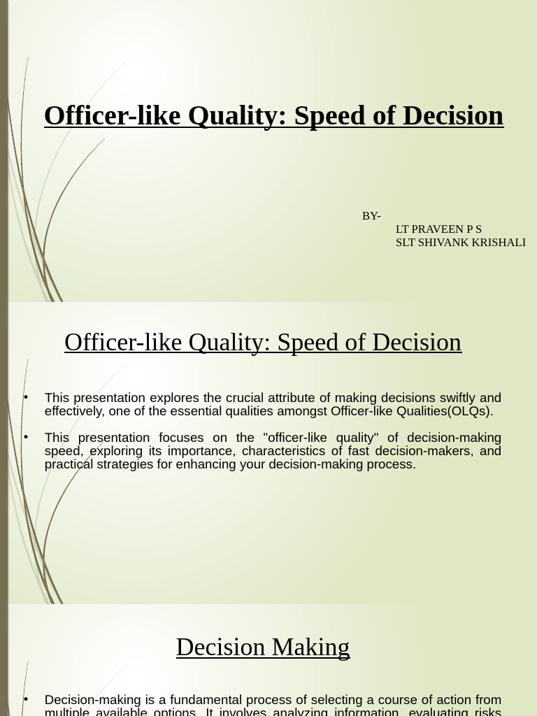 Officer Like Quality Speed of Decision | PDF | Decision Making ...