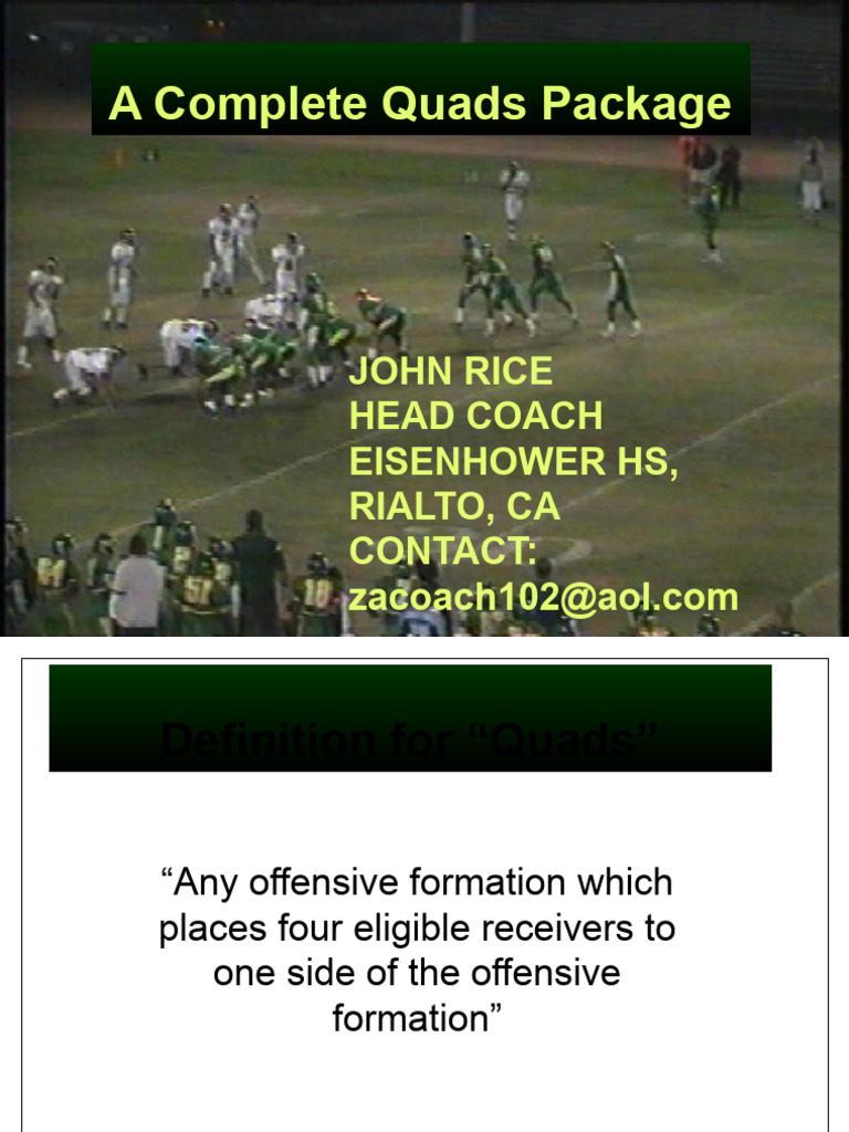 Quads Football Formation Playbook | PDF | American Football | Gridiron ...