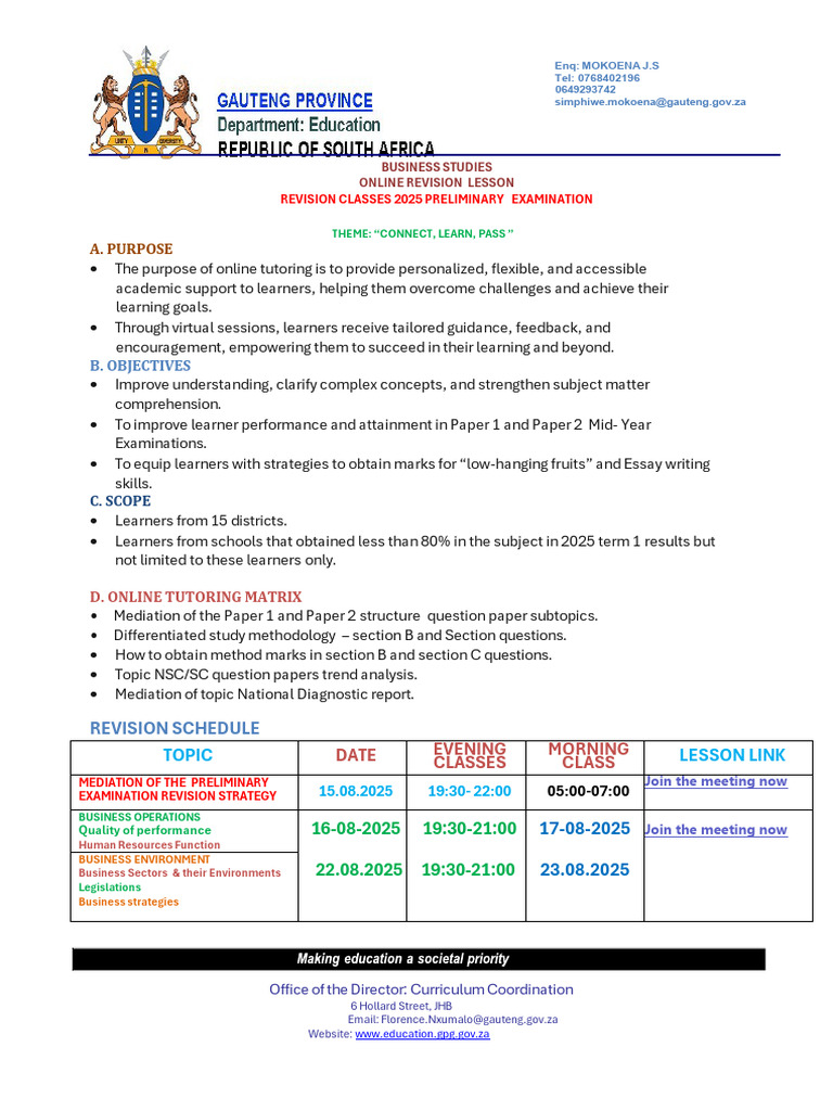 BSTD PAPER 1 ONLINE REVISION CLASSES 2025 | PDF | Intelligence | Education Theory