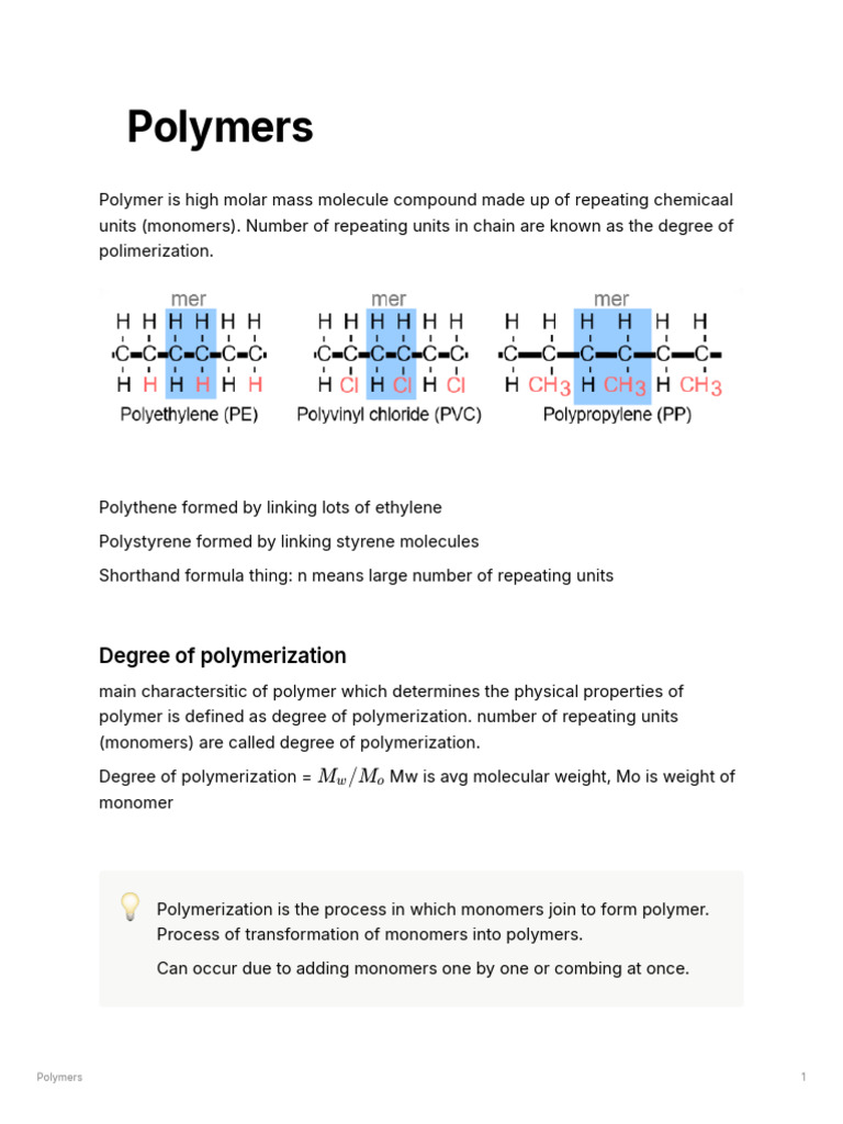 Polymers | PDF | Polymers | Polymerization