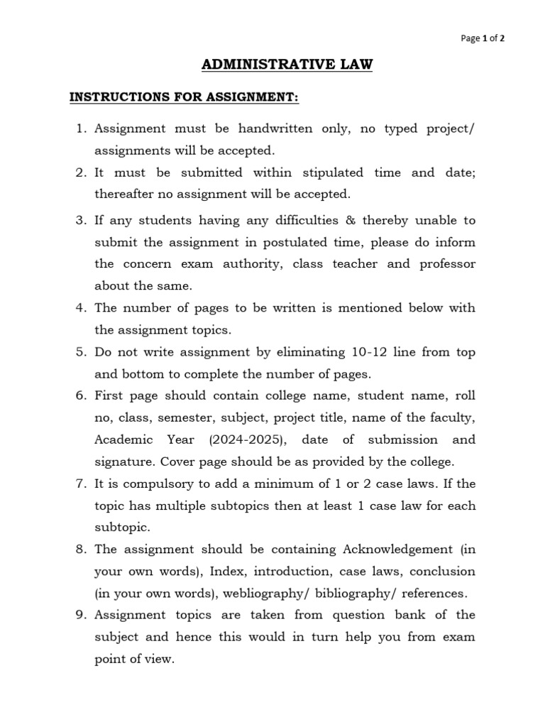 Administrative Law Assignments | PDF