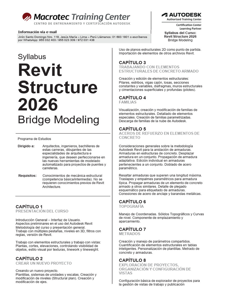 Syllabus Revit Structure 2026 Bridge Modeling - Macrotec Training ...