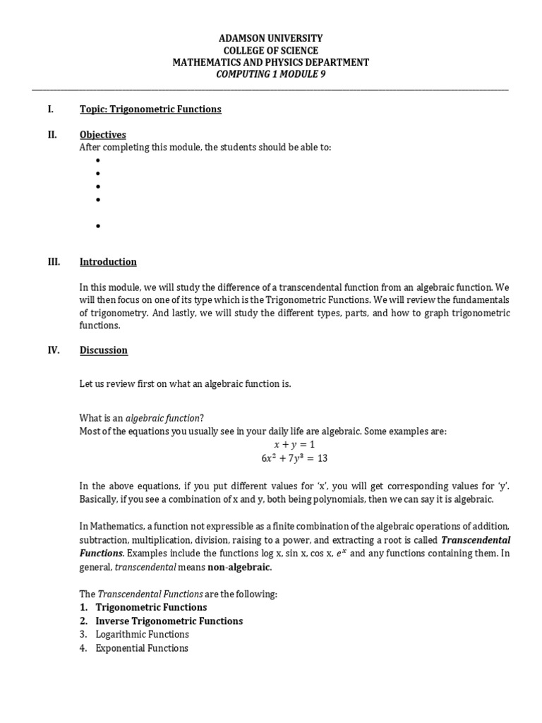 Content Trigonometric Functions | PDF | Trigonometric Functions | Angle