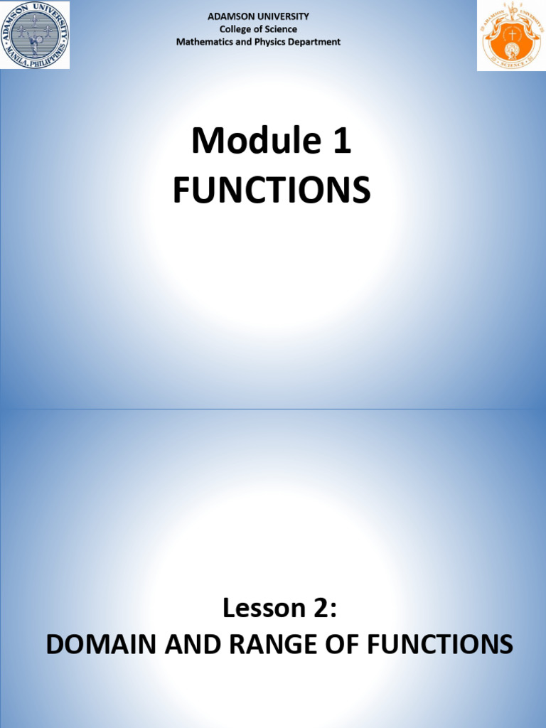 Mod1 - L2 - Functions (Domain and Range) | PDF | Function (Mathematics) | Integral