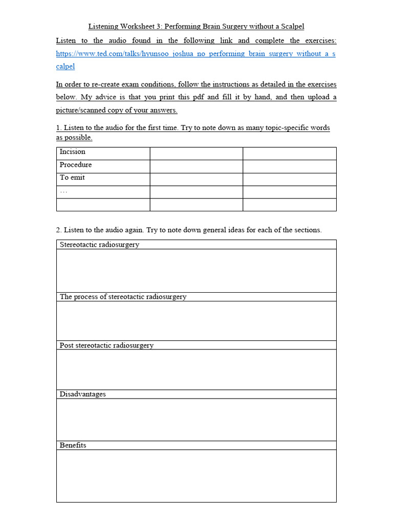 Listening Worksheet 3 | PDF