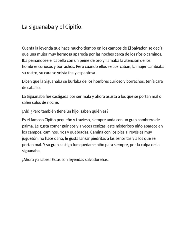 La Siguanaba y El Cipitío | PDF