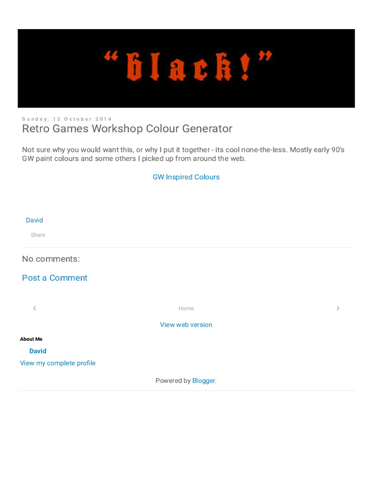 black!_ Retro Games Workshop Colour Generator | PDF