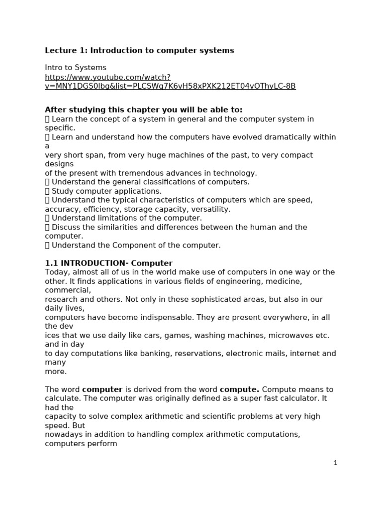 Introduction to Computer Systems | PDF | Computer Hardware | Input/Output