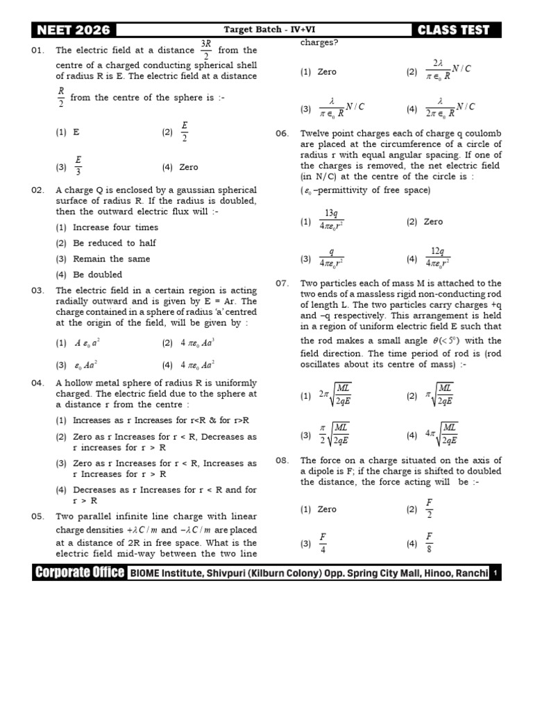 Electric Field Concepts and Problems | PDF | Electric Field | Eukaryotes