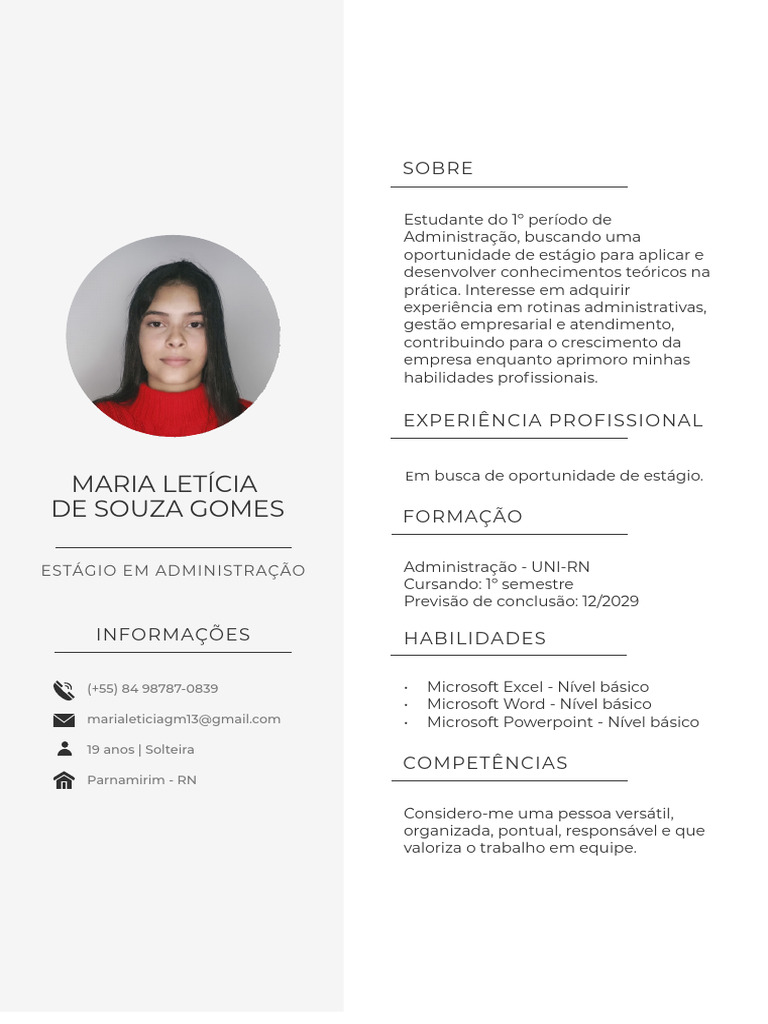 Currículo Maria Letícia | PDF