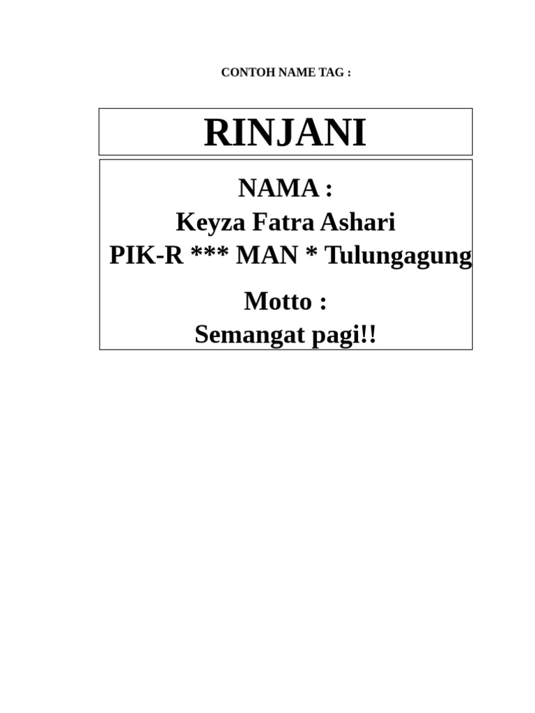 Contoh Name Tag | PDF