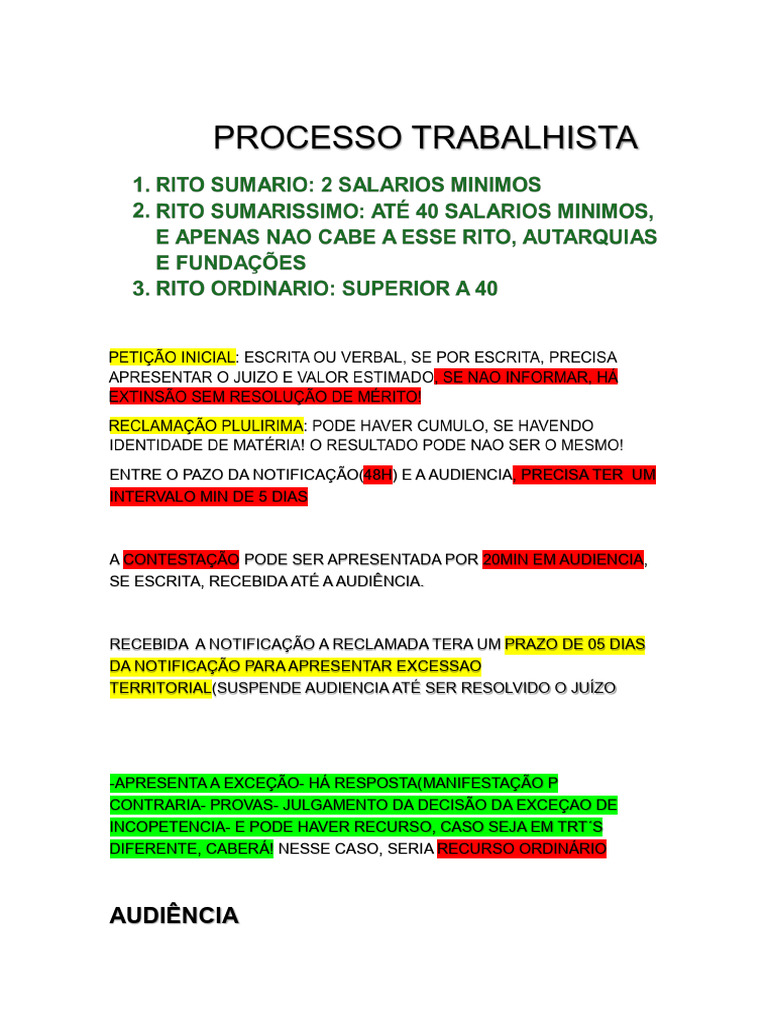 Guia Completo sobre Processo Trabalhista | PDF | Sentença (jurídico ...